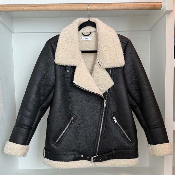 Mango | Jackets & Coats | Mango Cream Shearling Aviator Jacket | Poshmark